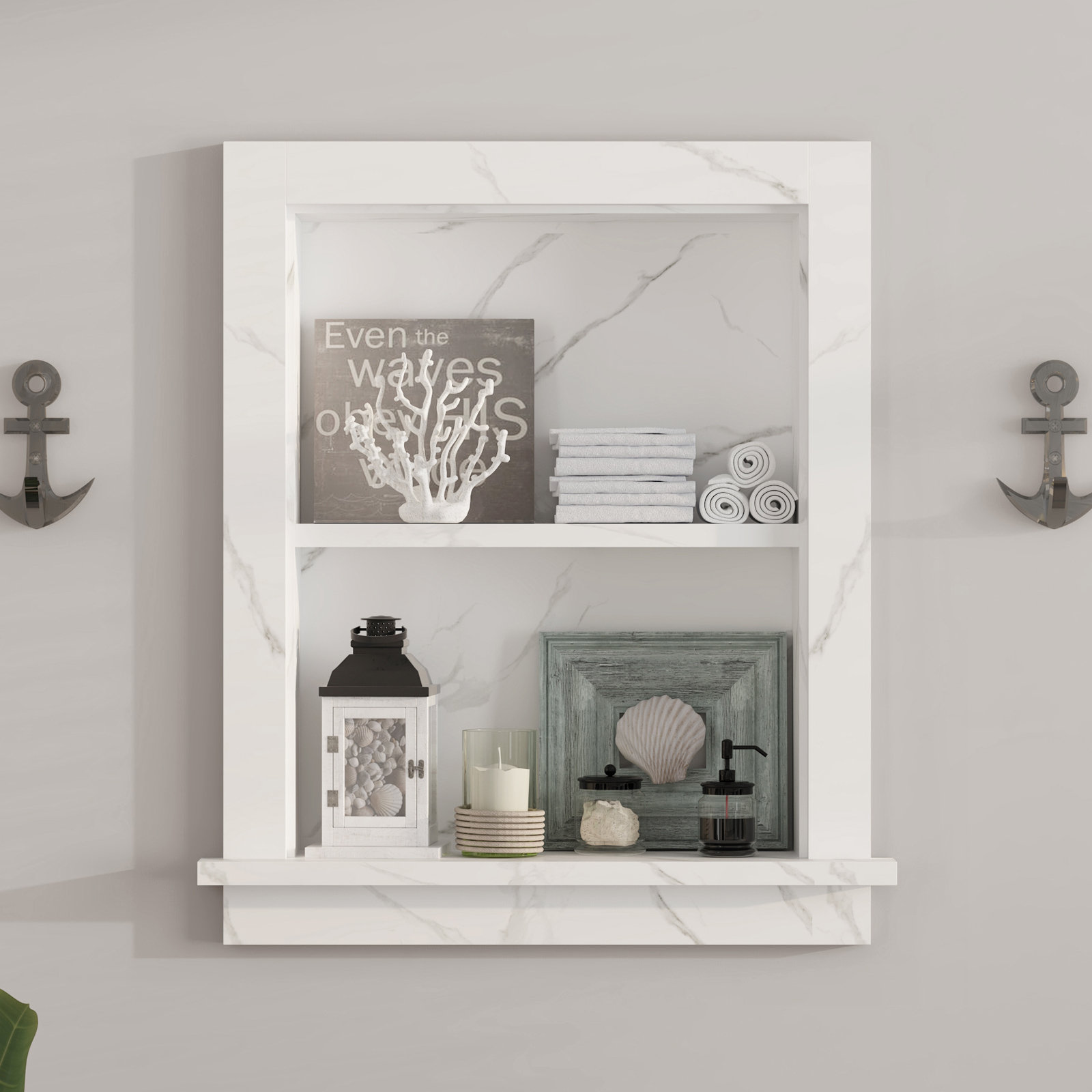 Latitude Run® 17.5"w X 4"d X 20.3"h Wall Niche Double Shelf Wood Recessed Shower Niche Cabinet ...